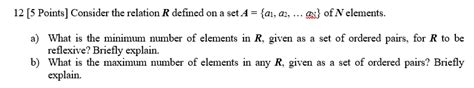 solved 12 [5 points] consider the relation r defined on a
