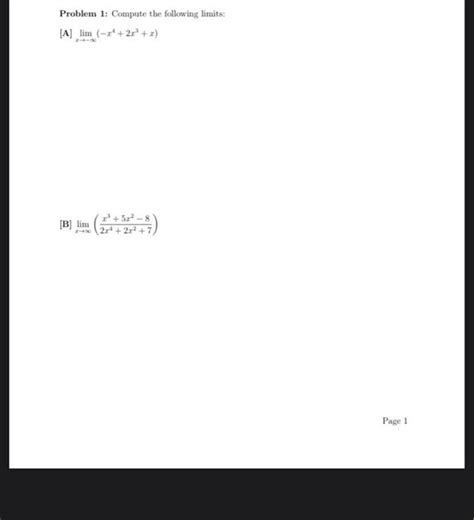 solved problem 1 compute the following limits [a]
