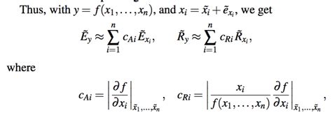 numerical methods error propagation with 3 variables system of linear equations