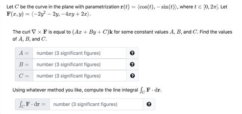 solved let c be the curve in the plane with parametrization