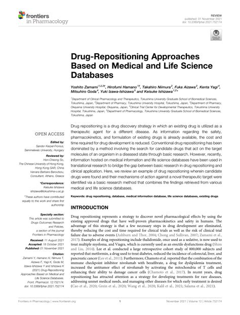 pdf drug repositioning approaches based on medical and life science databases