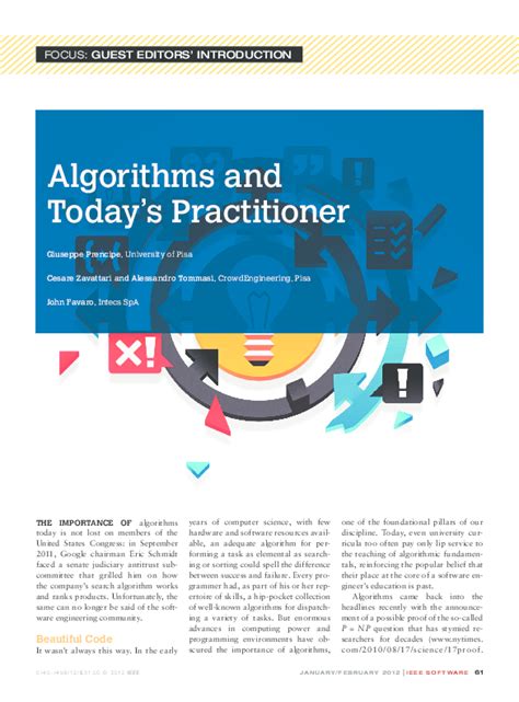 pdf guest editors introduction algorithms and today s practitioner john favaro