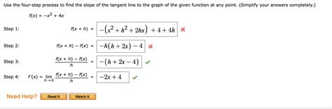 Solved Use The Four Step Process To Find The Slope Of The Chegg