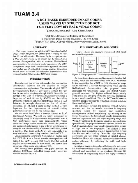 a dct based embedded image coder using wavelet structure of dct for very low bit rate video