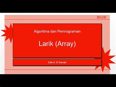 Algoritma Dan Pemrograman Larik Array Informatika Kelas XI YouTube