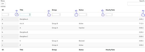 Stiling The Order Buttons And Individual Column Searching Select