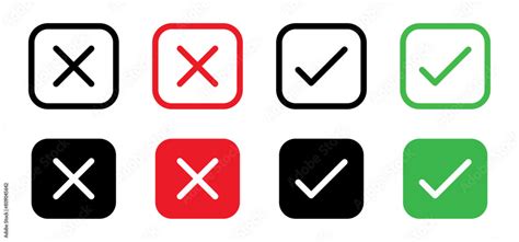 Cross Mark And Check Mark Vector Icon Set True And False Button Vector