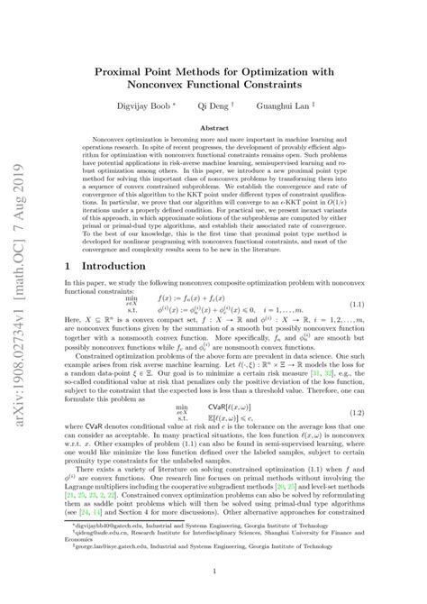 proximal point methods for optimization with nonconvex functional constraints deepai