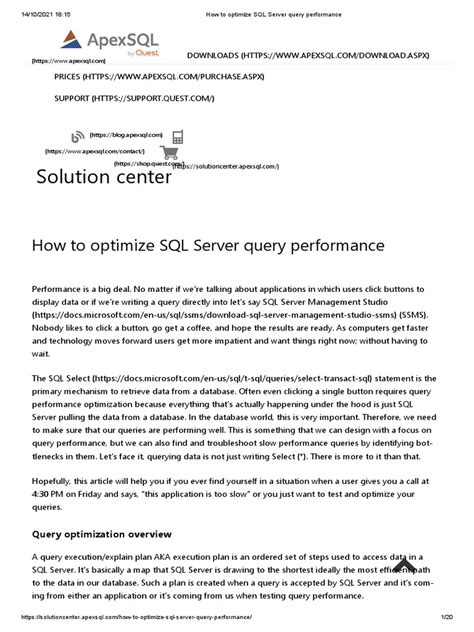 how to optimize sql server query performance pdf database index microsoft sql server