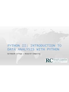 PYTHON II INTRODUCTION TO DATA ANALYSIS WITH PYTHON Python Ii