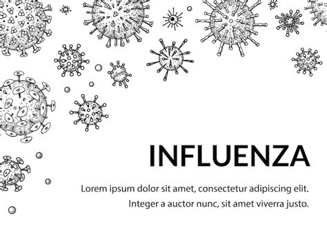 Fondo Horizontal De Virus En Estilo Boceto Vector Premium