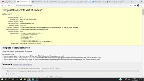 django templatedoesnotexist at index stack overflow