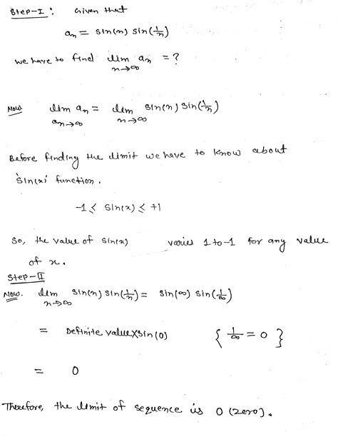 [solved] find the limit of a sequence an sin n sin 1 n if the limit exists course hero