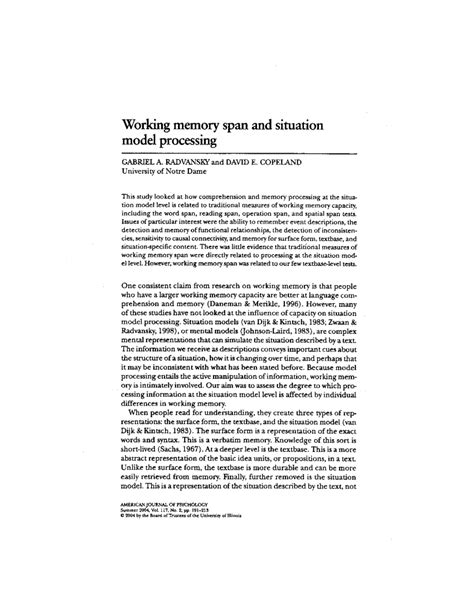 pdf working memory span and situation model processing