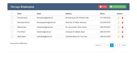 bootstrap crud data table for database with modal form