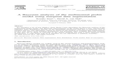 a bayesian analysis of the multinomial probit model using [pdf document]