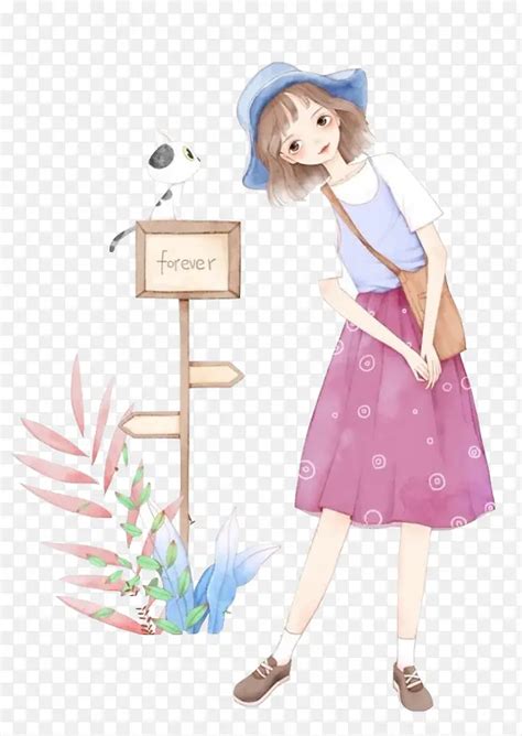 手绘卡通清新女孩PNG图片素材下载 图片编号9970610 PNG素材网