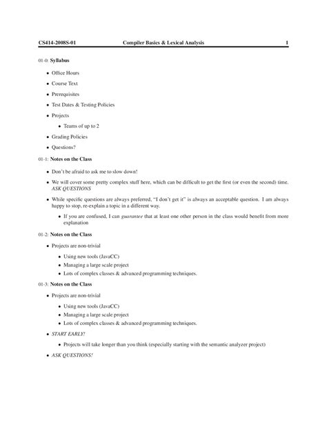 notes on compiler basics and lexical analysis compilers cs 414 docsity