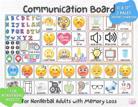 PECS Communication Board For Nonverbal Adults Dementia Memory Loss
