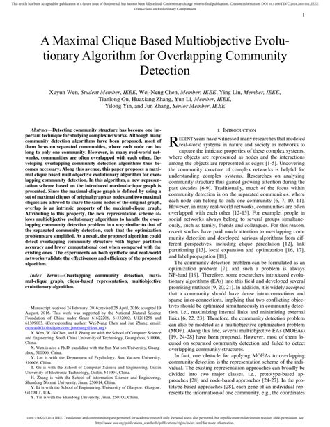 pdf a maximal clique based multiobjective evolutionary algorithm for overlapping community