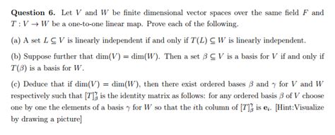 solved question 6 let v and w be finite dimensional vector