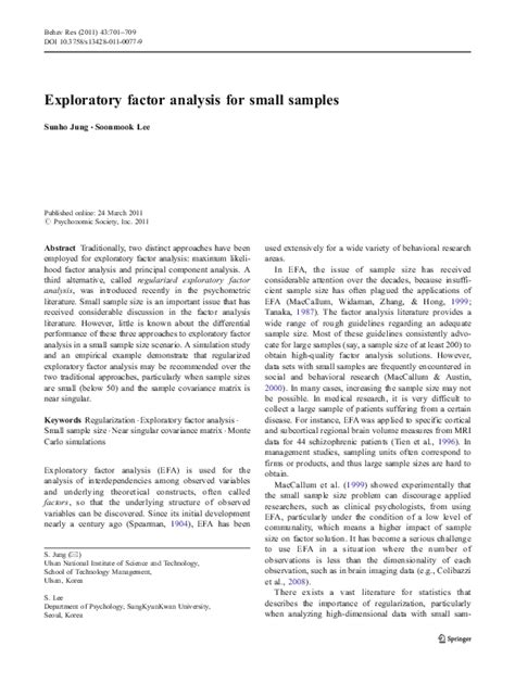 pdf exploratory factor analysis for small samples soonmook lee