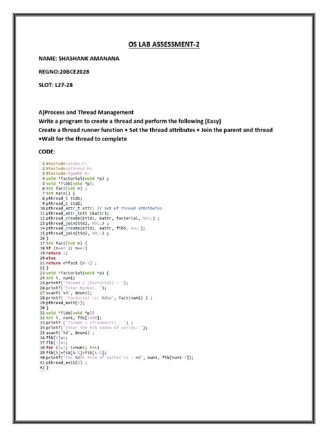 os lab assessment 2 pdf thread computing scheduling computing