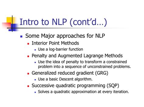 ppt general nonlinear programming nlp software powerpoint presentation id 788313
