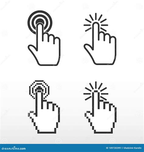Click Finger Icon Set Hand Touching Of Cursor Choose Pointer Symbol