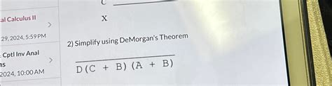solved simplify using demorgan s theorem