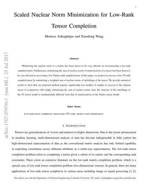 scaled nuclear norm minimization for low rank tensor completion deepai