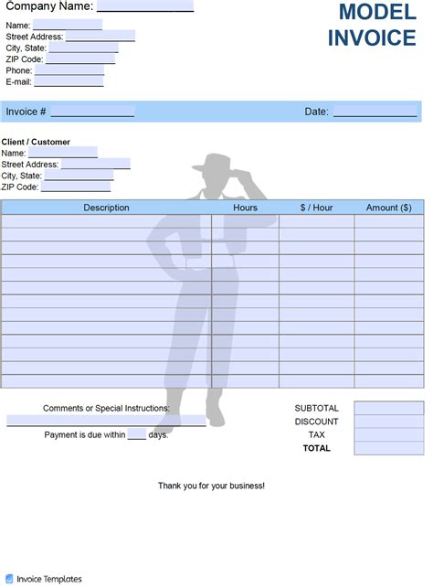 Model Invoice Template Invoice Generator