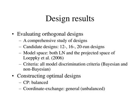 ppt bayesian model robust and model discrimination designs powerpoint presentation id 4264762