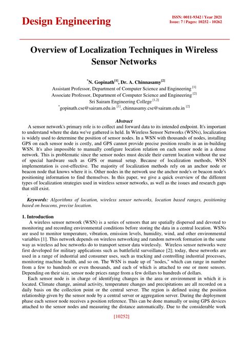 pdf overview of localization techniques in wireless sensor networks