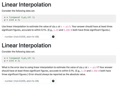 solved linear interpolation consider the following data set