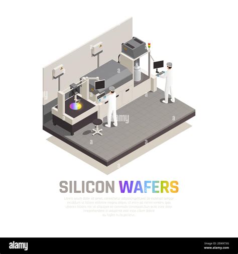 Semiconductor Chip Production Isometric Background Composition With