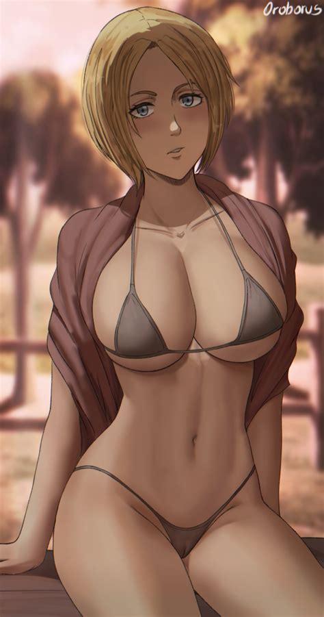 Oroborus Dina Fritz Shingeki No Kyojin Highres 1girl Bikini Black Bikini Blonde Hair