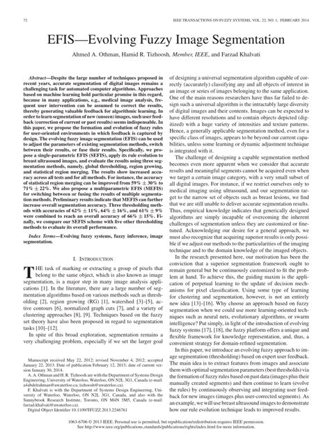 pdf efis evolving fuzzy image segmentation