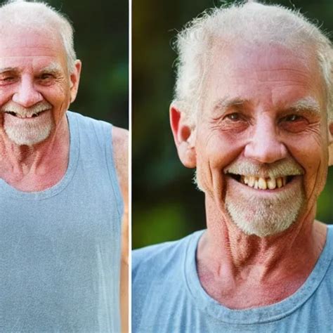 Realistic Old Man Tank Top Smiling Arthub Ai