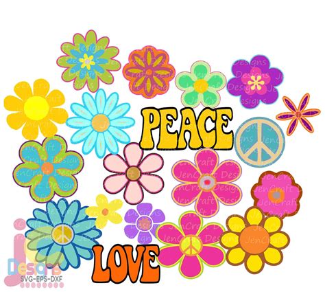 Retro Groovy Flowers svg 60s 70s Retro Peace Love Flower Etsy México
