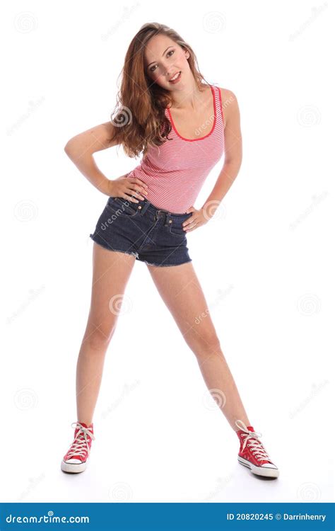 Belle Jeune Fille D Adolescent Dans Des Circuits De Denim Image Stock