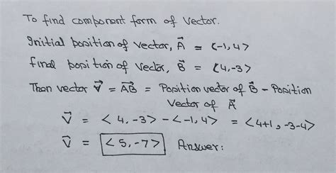 [solved] find the component form of vector find the component form of course hero