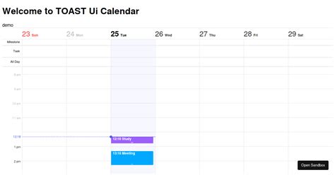 Toast Ui React Calendar Forked Codesandbox