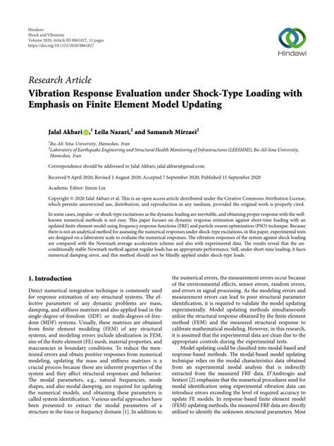 pdf vibration response evaluation under shock type loading with emphasis on finite element