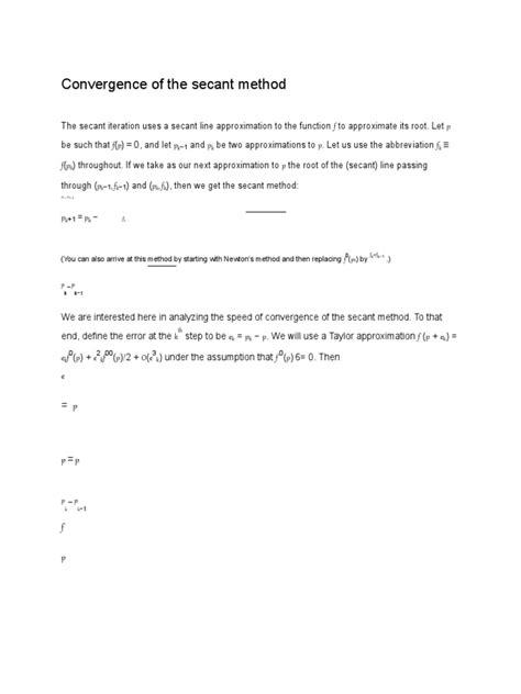 convergence of the secant method k 1 k k k k 1 k 1 k k pdf computational science areas of