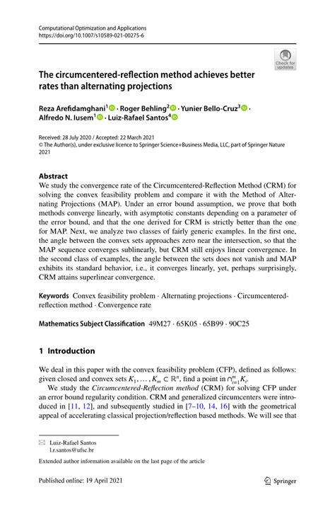 pdf the circumcentered reflection method achieves better rates than alternating projections