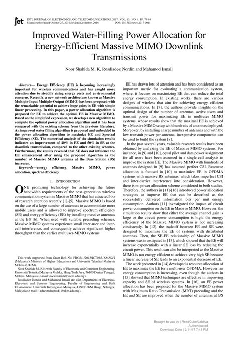 pdf improved water filling power allocation for energy efficient massive mimo downlink