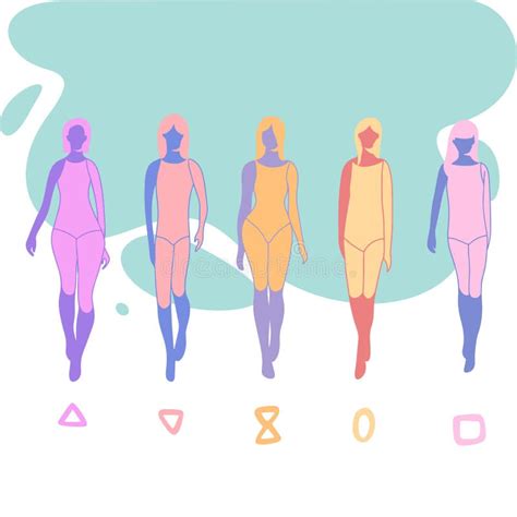 Set Female Body Shape Types Five Types Stock Illustrations 18 Set