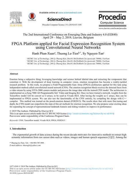 pdf fpga platform applied for facial expression recognition system using convolutional neural
