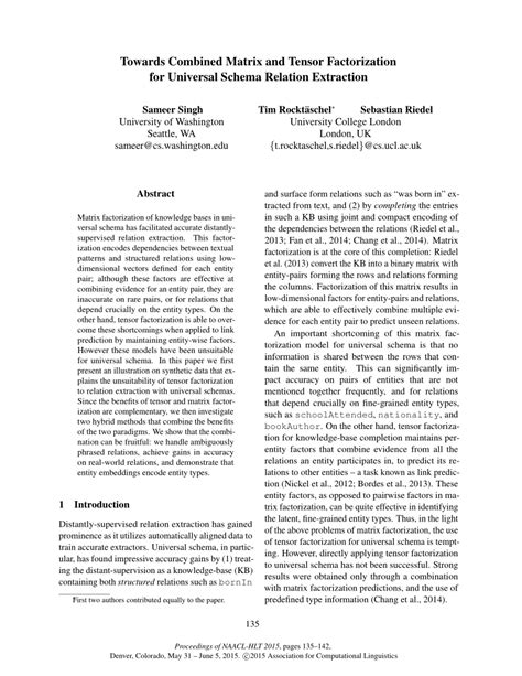 pdf towards combined matrix and tensor factorization for universal schema relation extraction